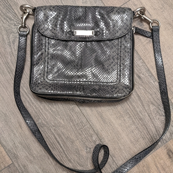 Cole Haan | Bags | Cole Haan Crossbody Bag In Gray Faux Snakeskin ...
